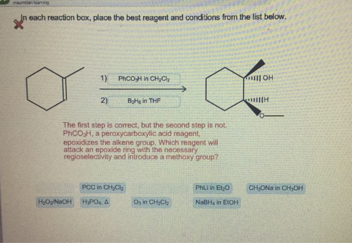 Solved In each reaction box, place the best reagent and | Chegg.com