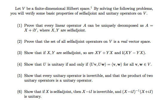 Solved Let V be a finite-dimensional Hilbert space.1 By | Chegg.com
