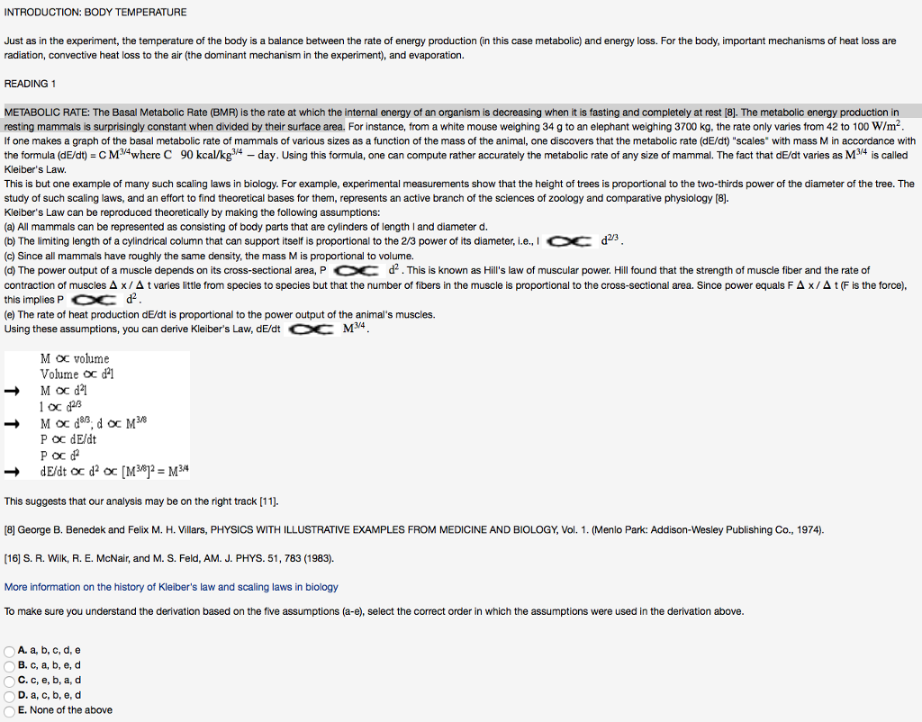 INTRODUCTION: BODY TEMPERATURE Just as in the | Chegg.com