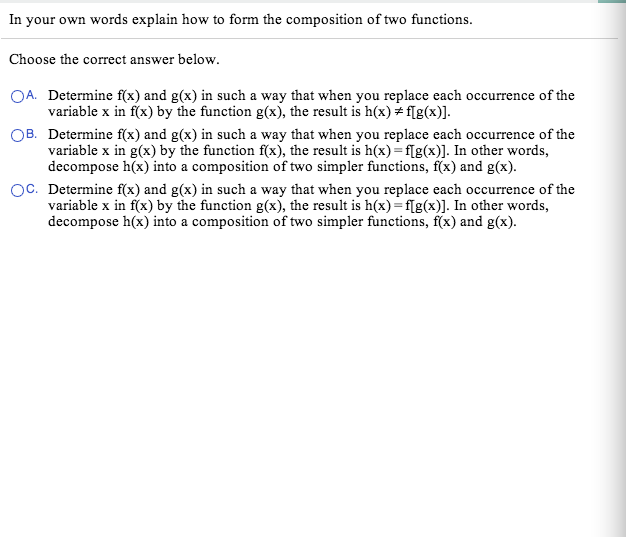 Solved In your own words explain how to form the composition | Chegg.com