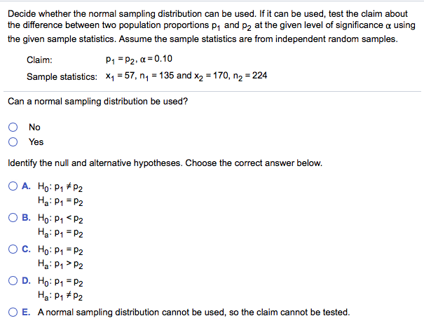 Solved Decide whether the normal sampling distribution can | Chegg.com