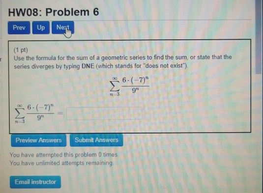 Solved HW08: Problem 5 Prev Up Next (1 pt) Use the formula | Chegg.com