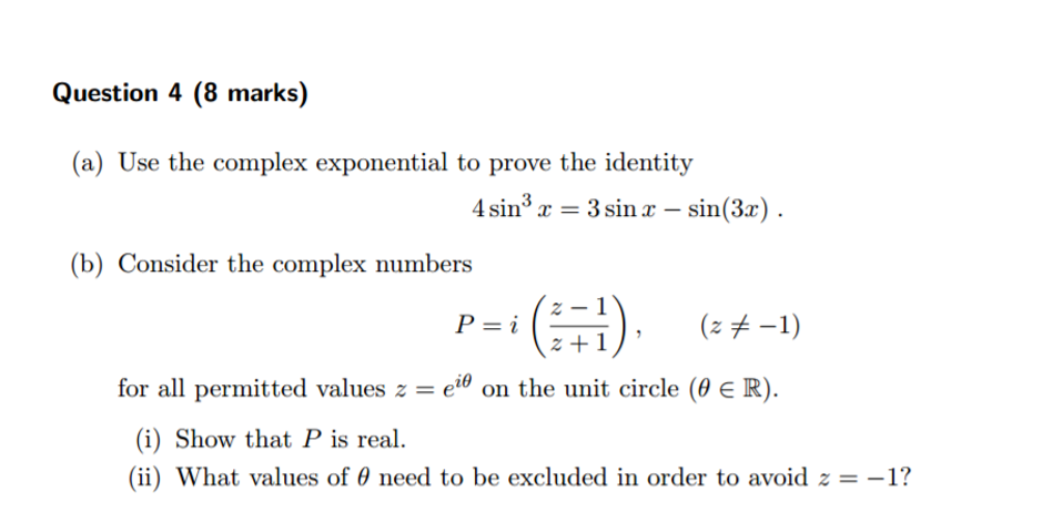 Solved (a) Use the complex exponential to prove the identity | Chegg.com