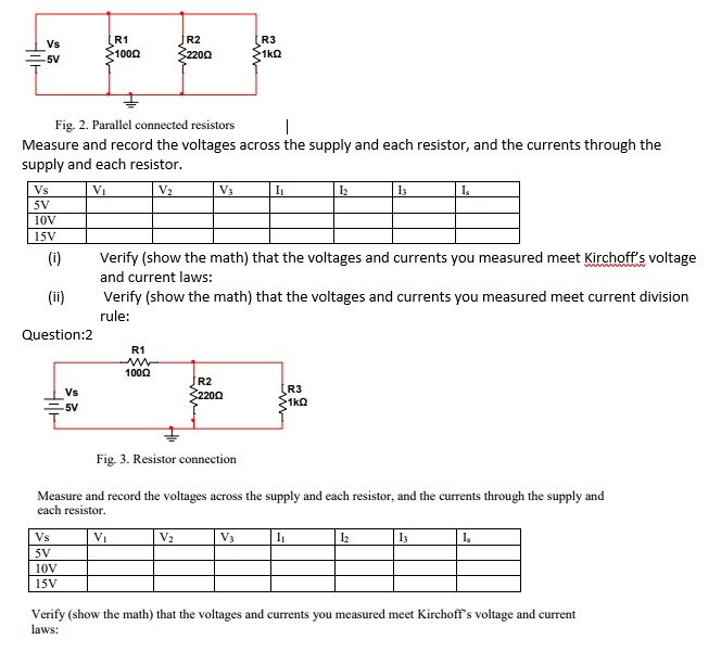 Solved R1 100Ω R2 R3 Vs Fig. 2. Parallel connected resistors | Chegg.com
