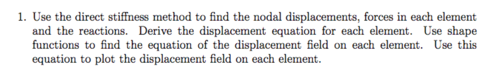 Solved 1. Use the direct stiffness method to find the nodal | Chegg.com