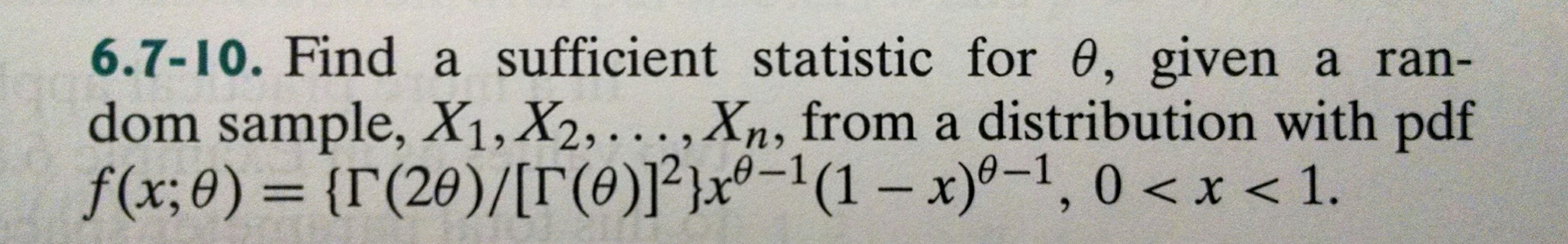 Solved Find a sufficient statistic for theta, given a random | Chegg.com