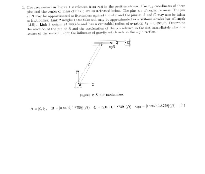 Solved The mechanism in Figure 1 is released from rest in | Chegg.com