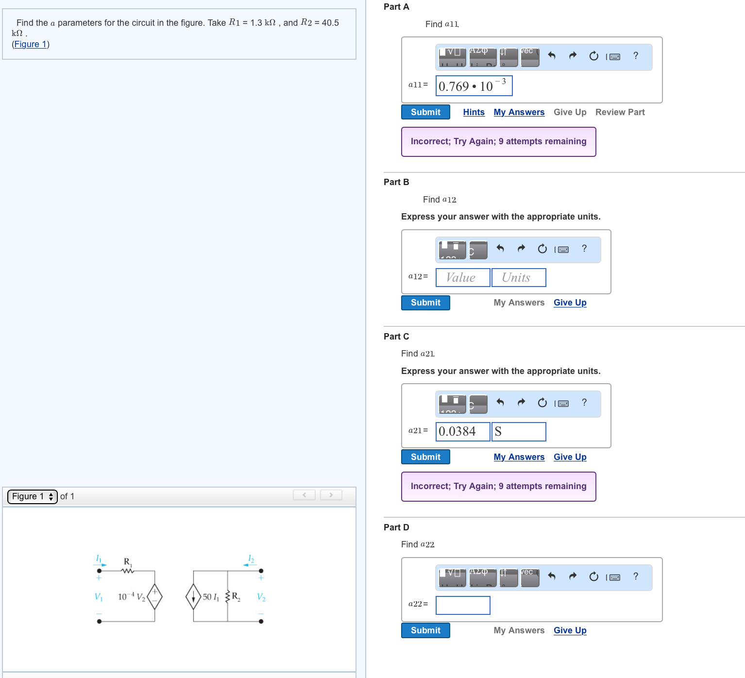 Solved Find the a parameters for the circuit in the figure. | Chegg.com