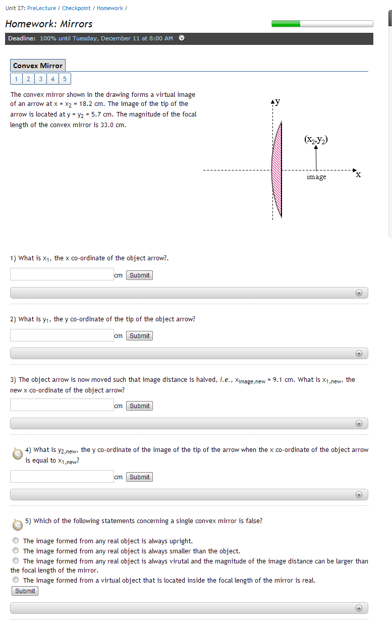 Solved The convex mirror shown in the drawing forms a | Chegg.com