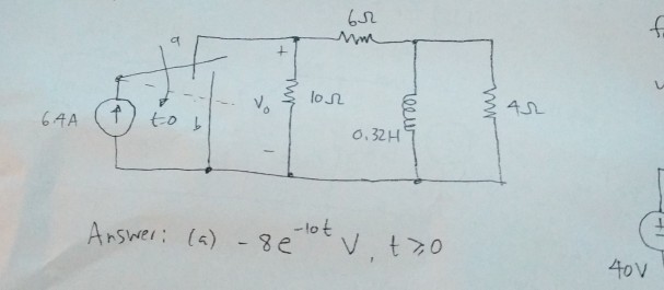 Solved at t=0 the switch in the circuit shown moves | Chegg.com