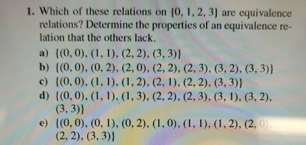 Solved 1. Which of these relations on (0, 1, 2, 3) are | Chegg.com