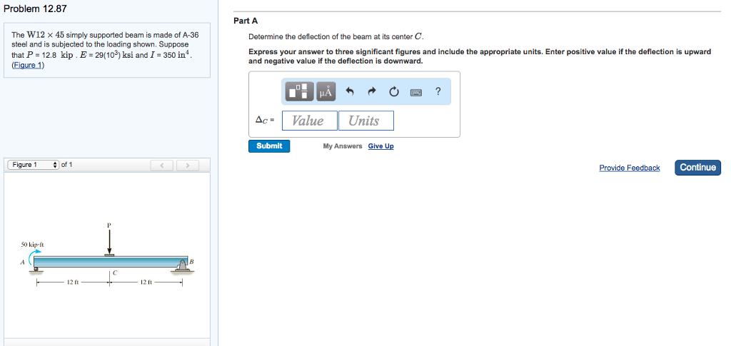 Solved The W12 times 45 simply supported beam is made of | Chegg.com