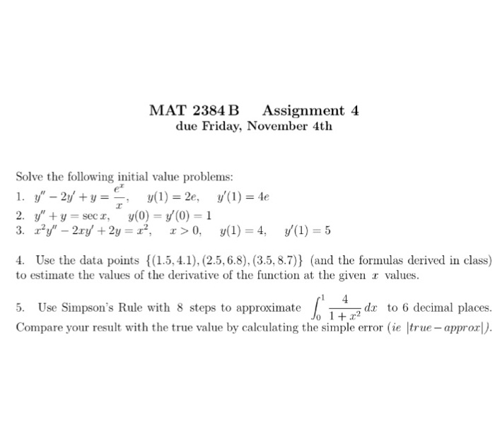 Solved Solve the following initial value problems: y" - 2y' | Chegg.com