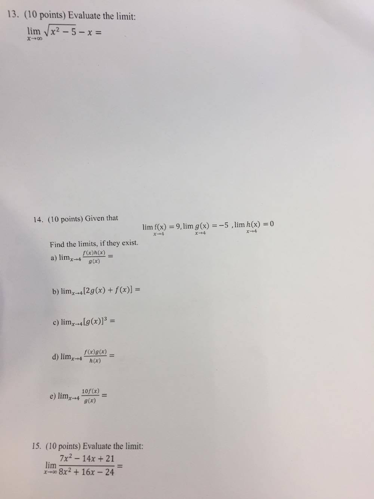 Solved Evaluate the limit: lim_x rightarrow infinity | Chegg.com