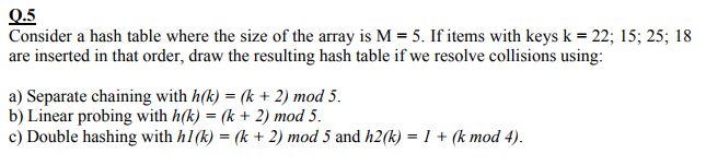 Solved 9.5 Consider a hash table where the size of the array | Chegg.com