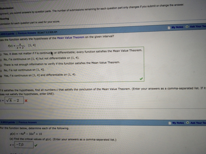 Solved Does the function satisfy the hypotheses of the mean | Chegg.com