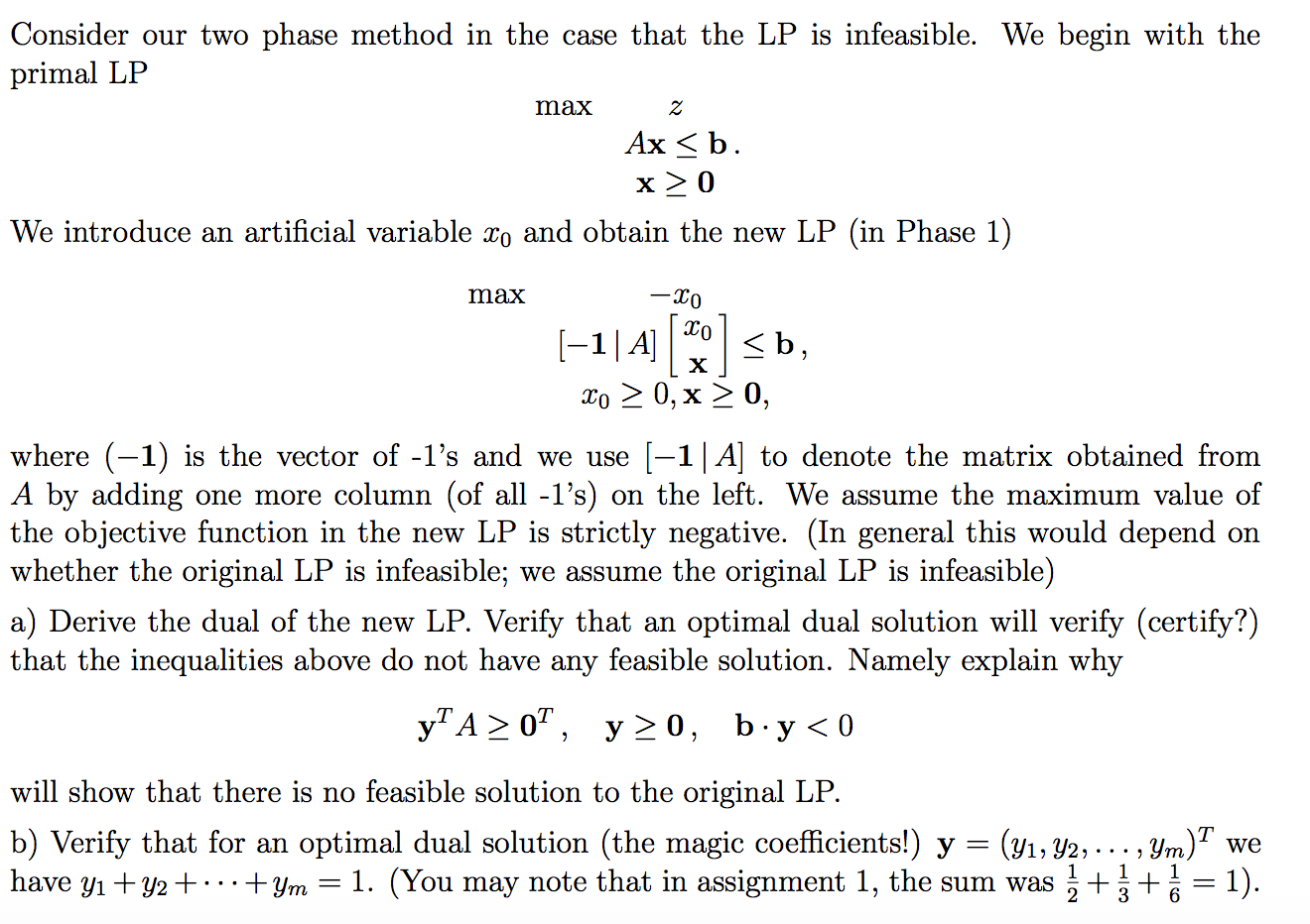 Solved Consider our two phase method in the case that the LP | Chegg.com