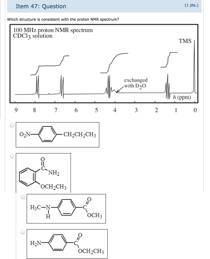 Solved 47) Which structure is consistent with the proton | Chegg.com