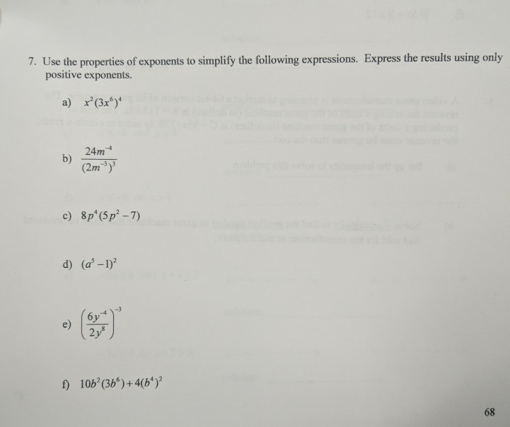 Solved 7. Use the properties of exponents to simplify the | Chegg.com