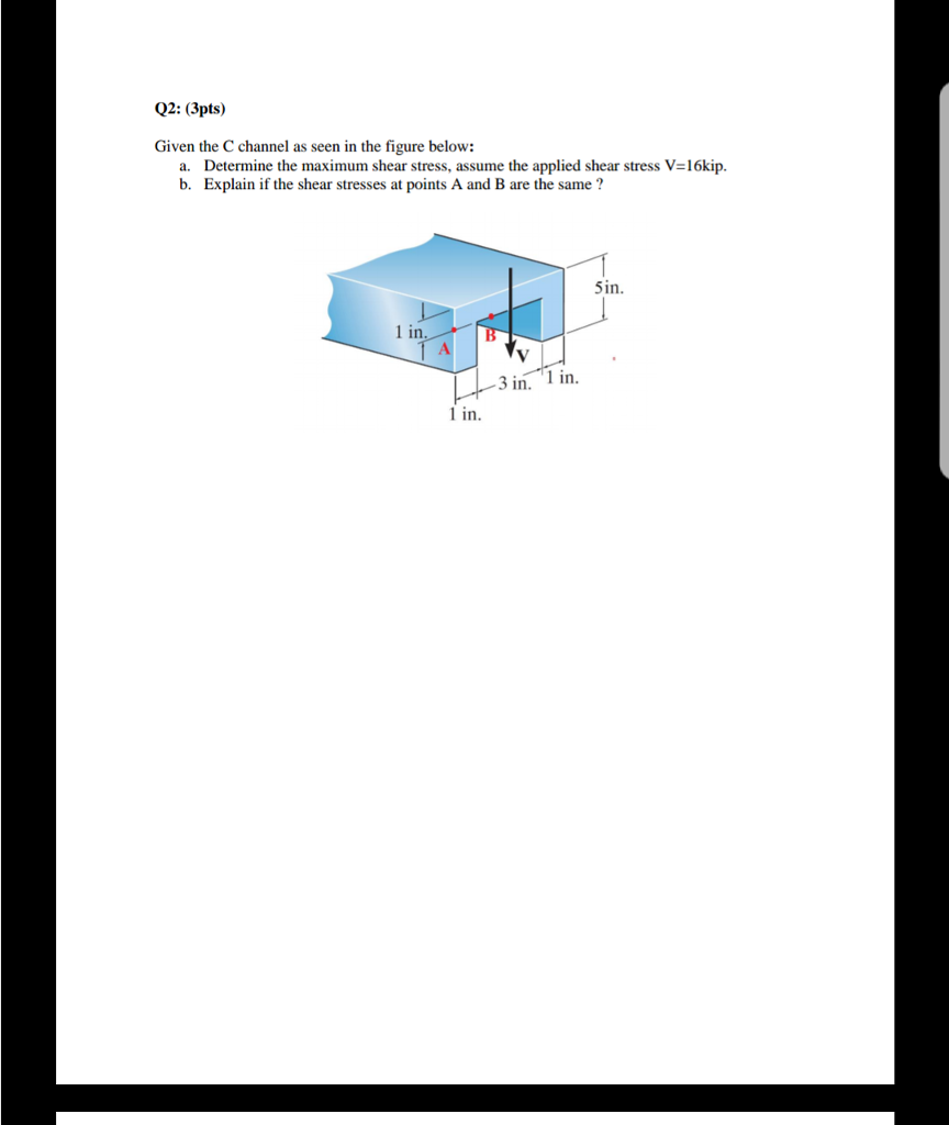 Solved Q2: (3pts) Given the C channel as seen in the figure | Chegg.com