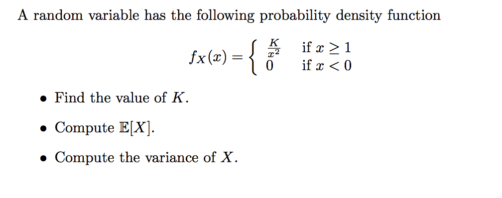 Solved A random variable has the following probability | Chegg.com
