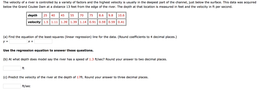 Solved The Velocity Of A River Is Controlled By A Variety Of