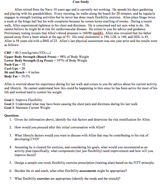 Solved Case Study Allen retired from the Navy 10 years ago | Chegg.com