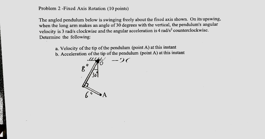 Solved Problem 2 -Fixed Axis Rotation (10 points) The angled | Chegg.com