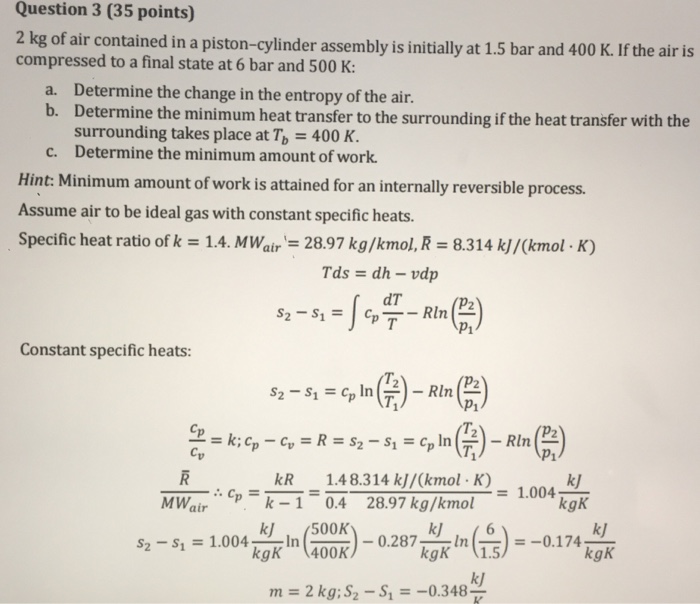Solved Why is Cp used in the equation? I thought Cp was used | Chegg.com