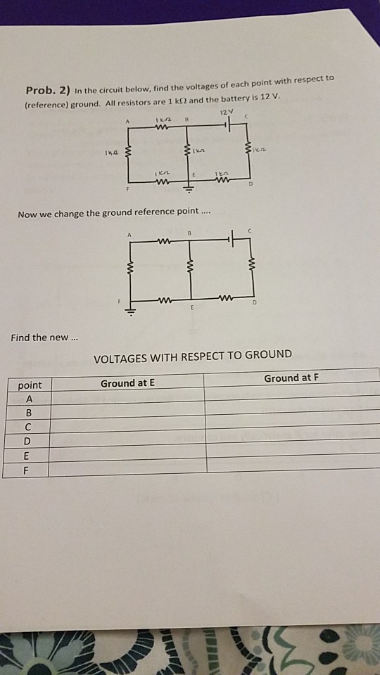 Solved Prob. 2) In the circuit below, find the voltages of | Chegg.com