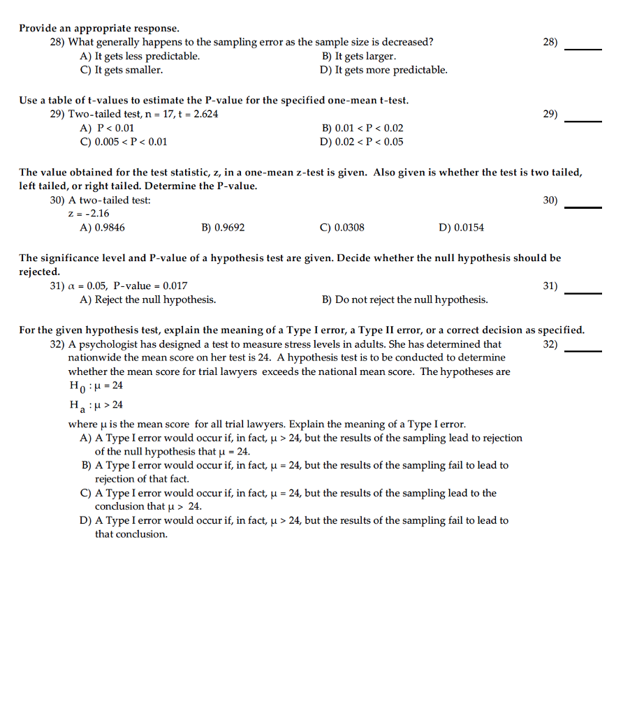 Solved Classify the conclusion of the hypothesis test as a | Chegg.com