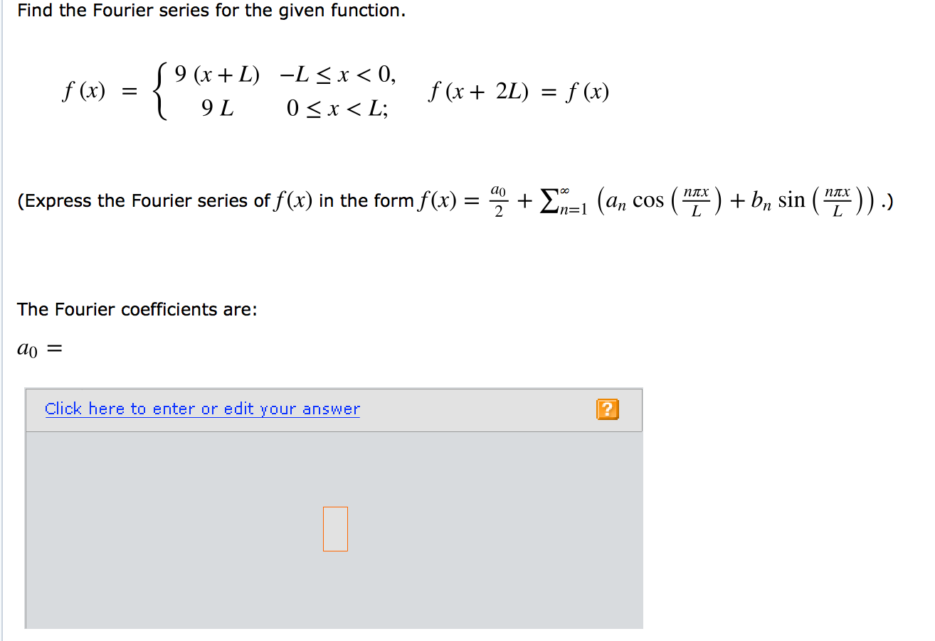 Solved Find The Fourier Series For The Given Function F X