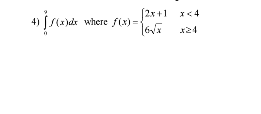 Solved integral^9_0 f (x)dx where f(x)={2_x+1 | Chegg.com