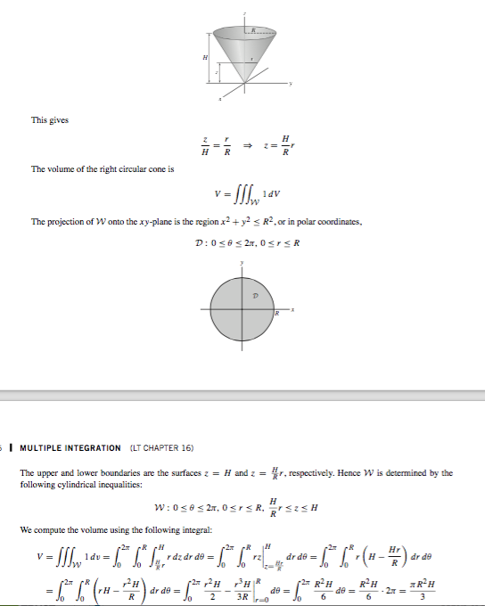 Multivariable calculus Calculate the volume of the | Chegg.com