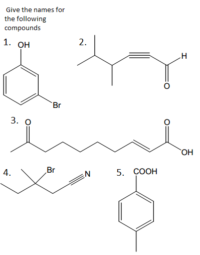 Solved Give the names for the following compounds. | Chegg.com