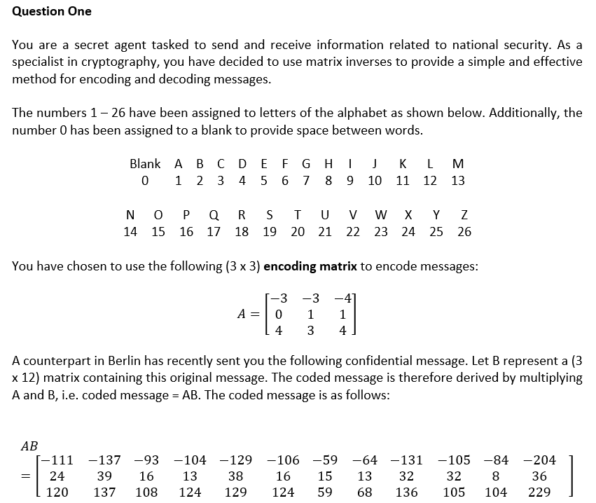 Question One You are a secret agent tasked to send | Chegg.com