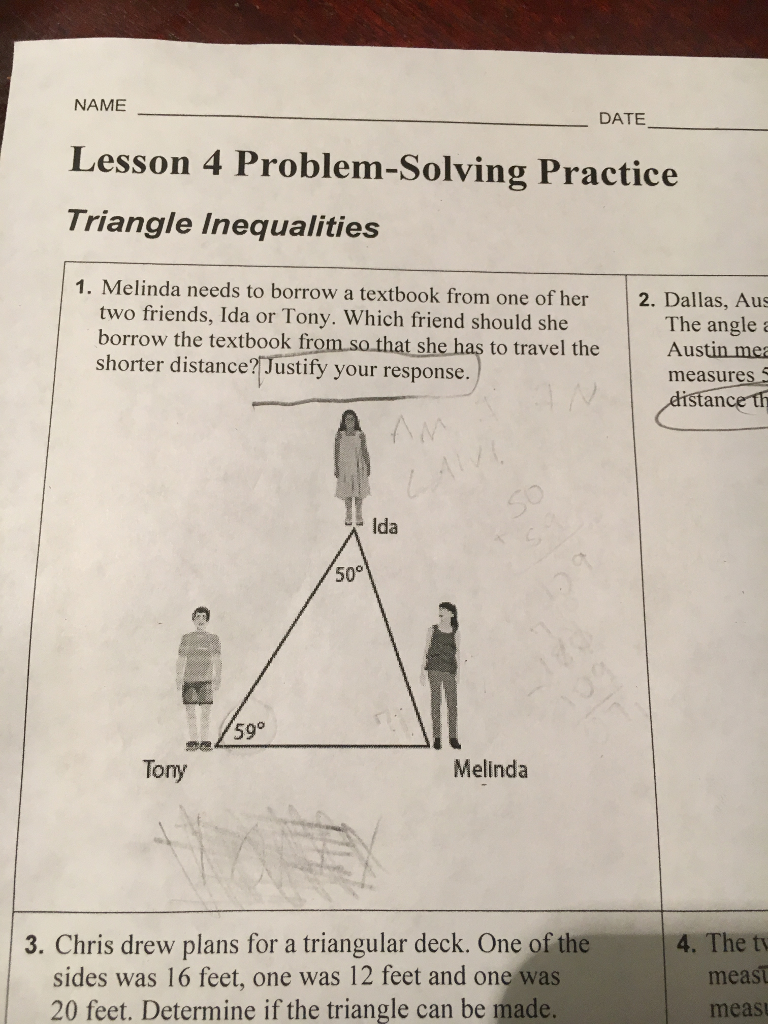 Solved NAME DATE Lesson 4 Problem-Solving Practice Triangle | Chegg.com