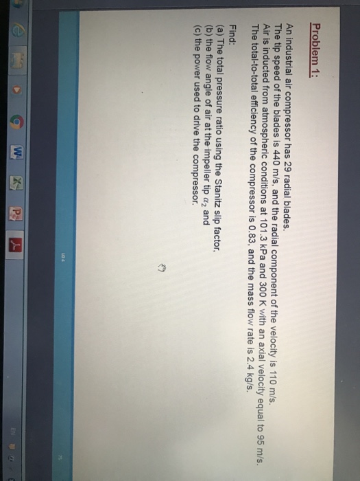 Solved An industrial air compressor has 29 radial blades. | Chegg.com