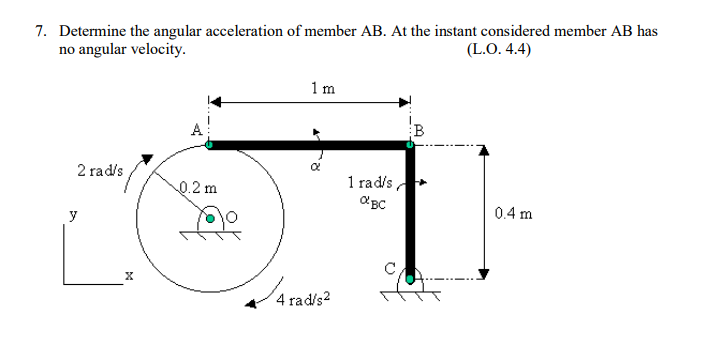 Solved 7. Determine the angular acceleration of member AB. | Chegg.com