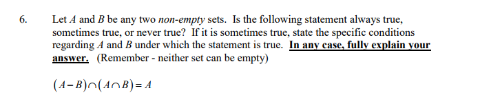 Solved Let A And B Be Any Two Non Empty Sets Is The 