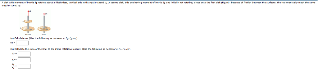 Solved A disk with moment of inertia 1 rotates about a | Chegg.com