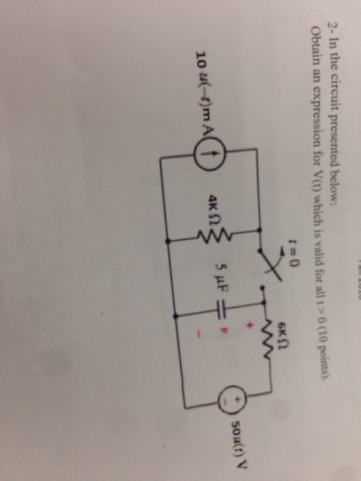 Solved In the circuit presented below: Obtain an expression | Chegg.com
