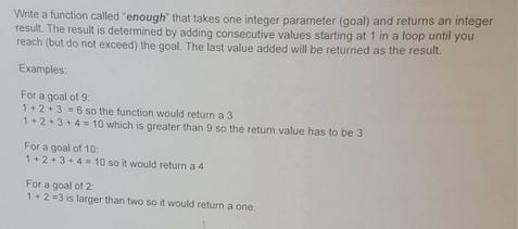 Solved one integer parameter (goal) and returns an integer | Chegg.com