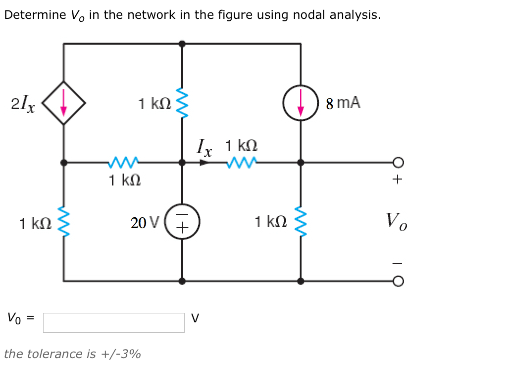 Solved Determine Vo in the network in the figure using nodal | Chegg.com