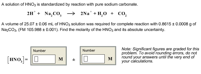Solved A solution of HNO3 is standardized by reaction with | Chegg.com