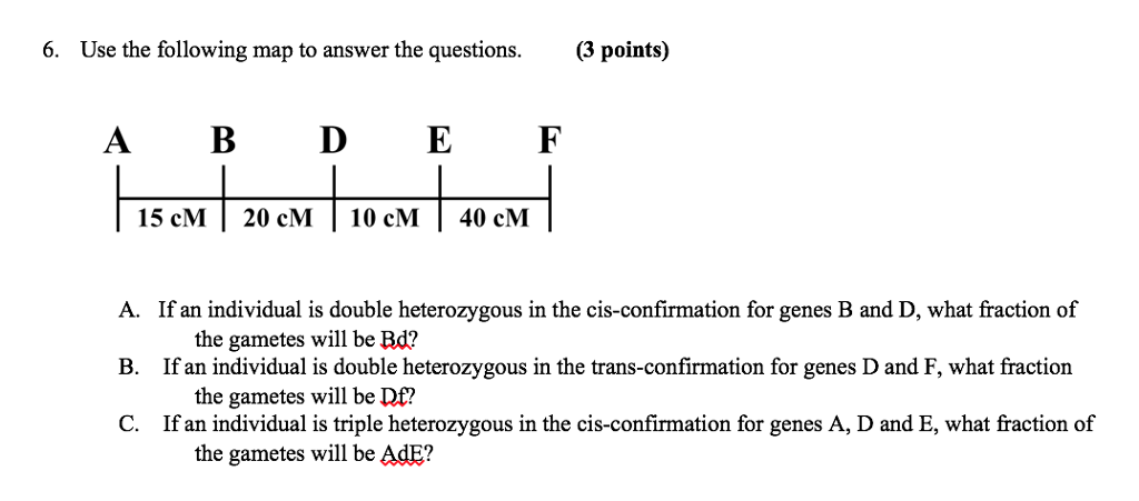 Solved 6. Use the following map to answer the questions. (3 | Chegg.com
