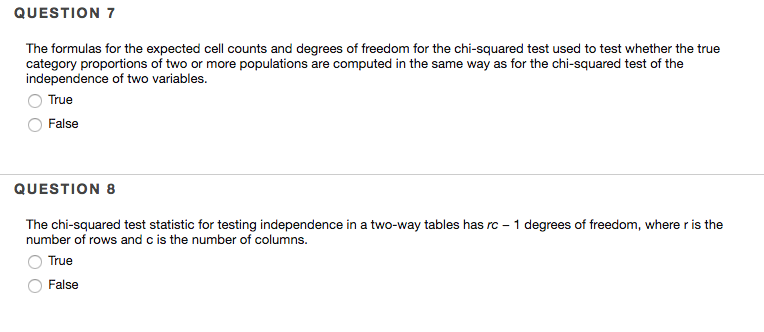 Solved QUESTION 7 The formulas for the expected cell counts | Chegg.com