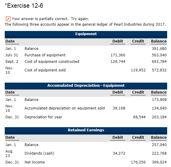 Solved Exercise 12-6 Your answer is partially correct. Try | Chegg.com
