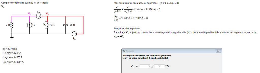Solved Compute the following quantity for this circuit KCL | Chegg.com