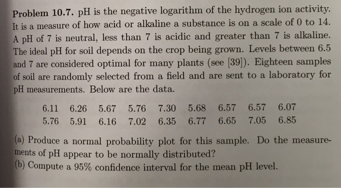 Solved pH is the negative logarithm of the hydrogen ion | Chegg.com